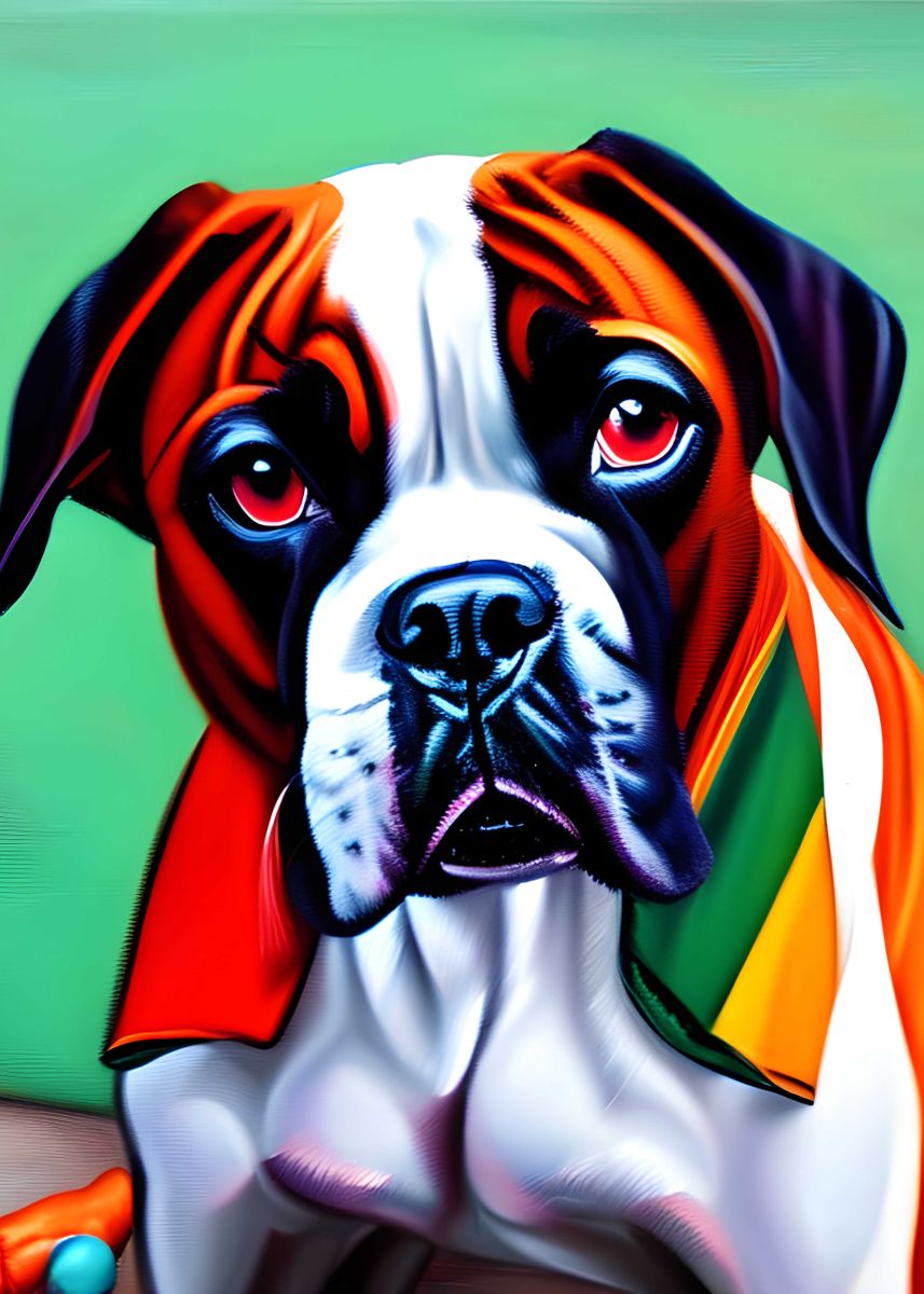 'Boxer dog with red eyes' Poster, picture, metal print, paint by ...