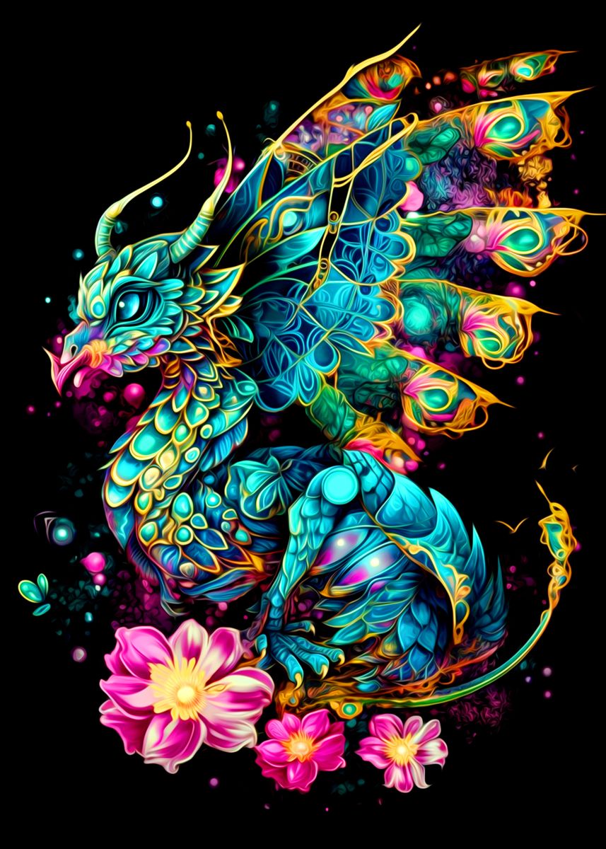 'Dragon' Poster, picture, metal print, paint by Andie Owen | Displate