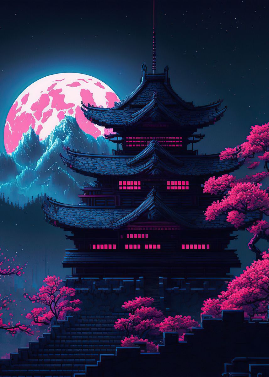 'Japanese Temple ' Poster by Desiree Mendez | Displate