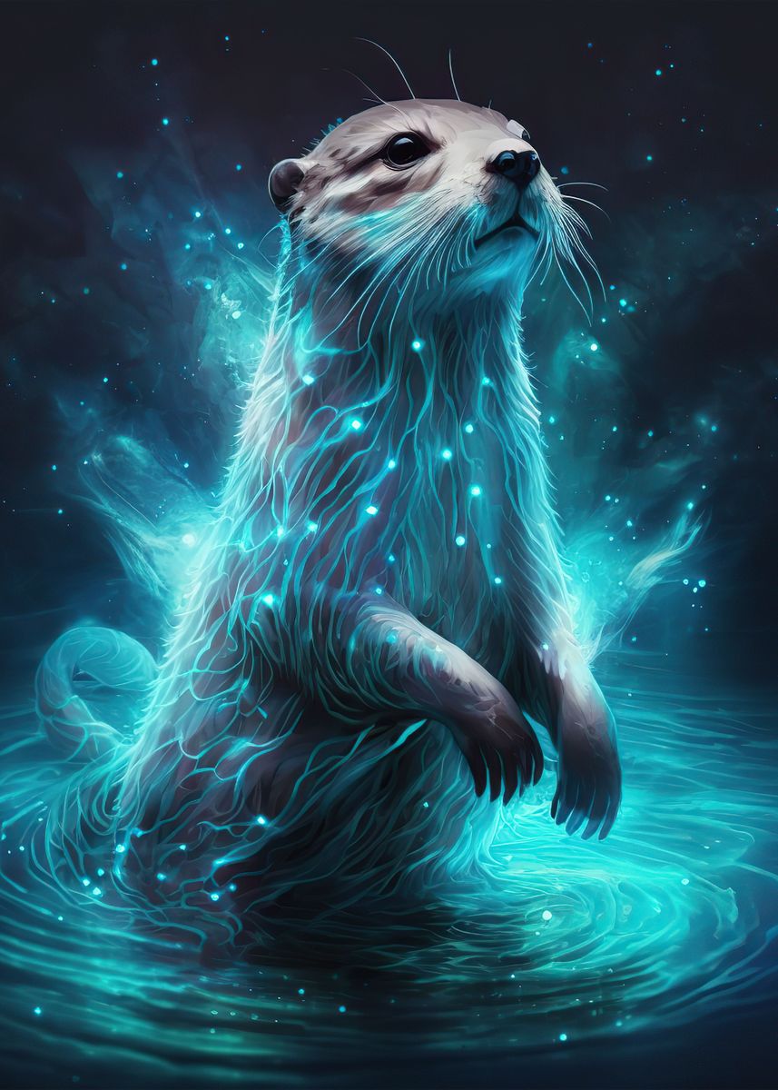 'Otter neon' Poster, picture, metal print, paint by paxtonronalda ...