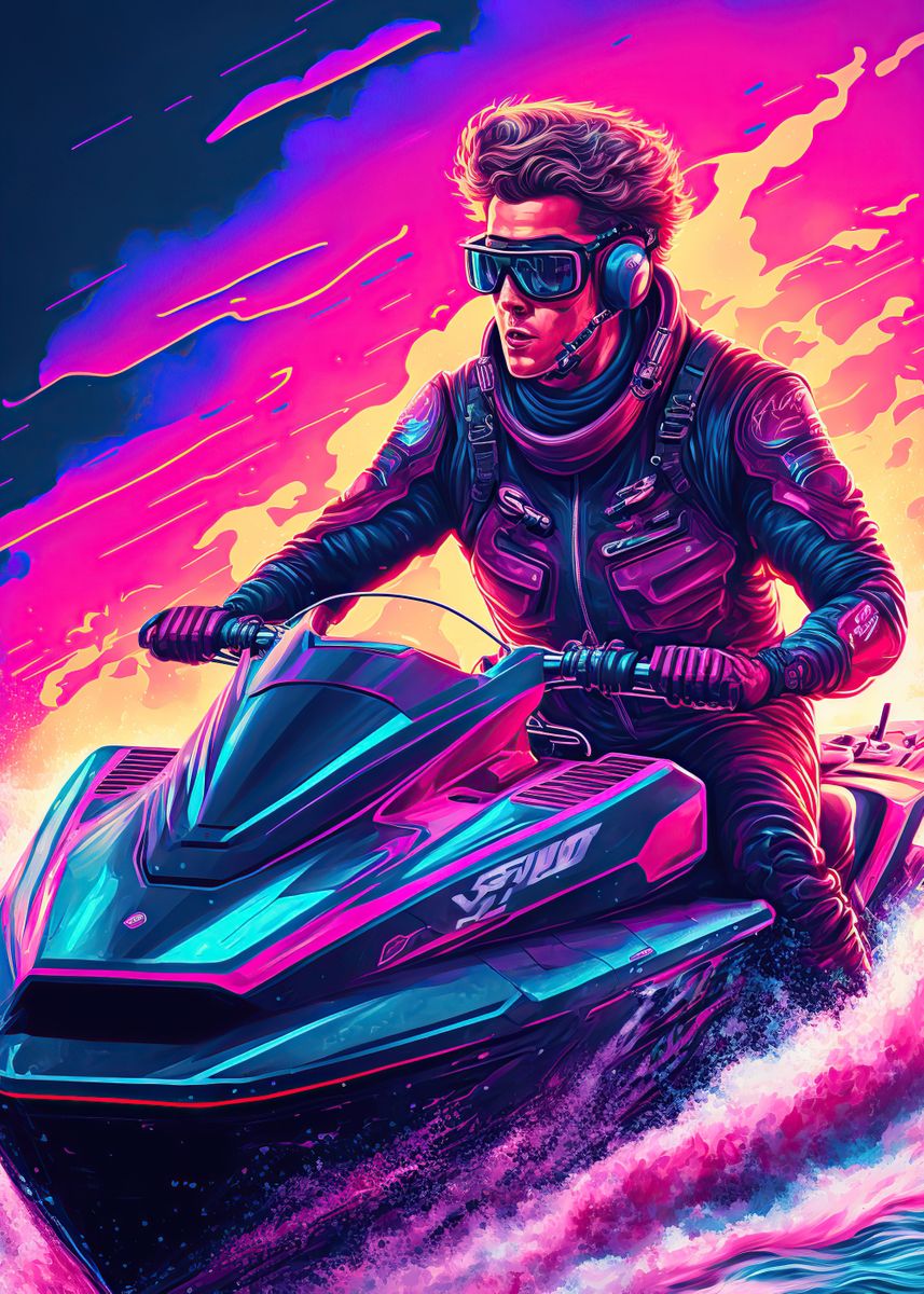 'Jetski' Poster, picture, metal print, paint by Childs Space | Displate