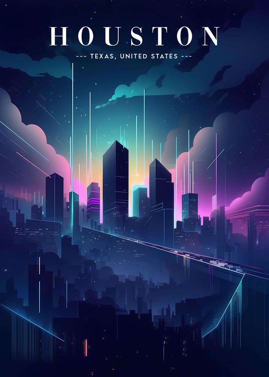 'Houston' Poster, picture, metal print, paint by Baron Style | Displate