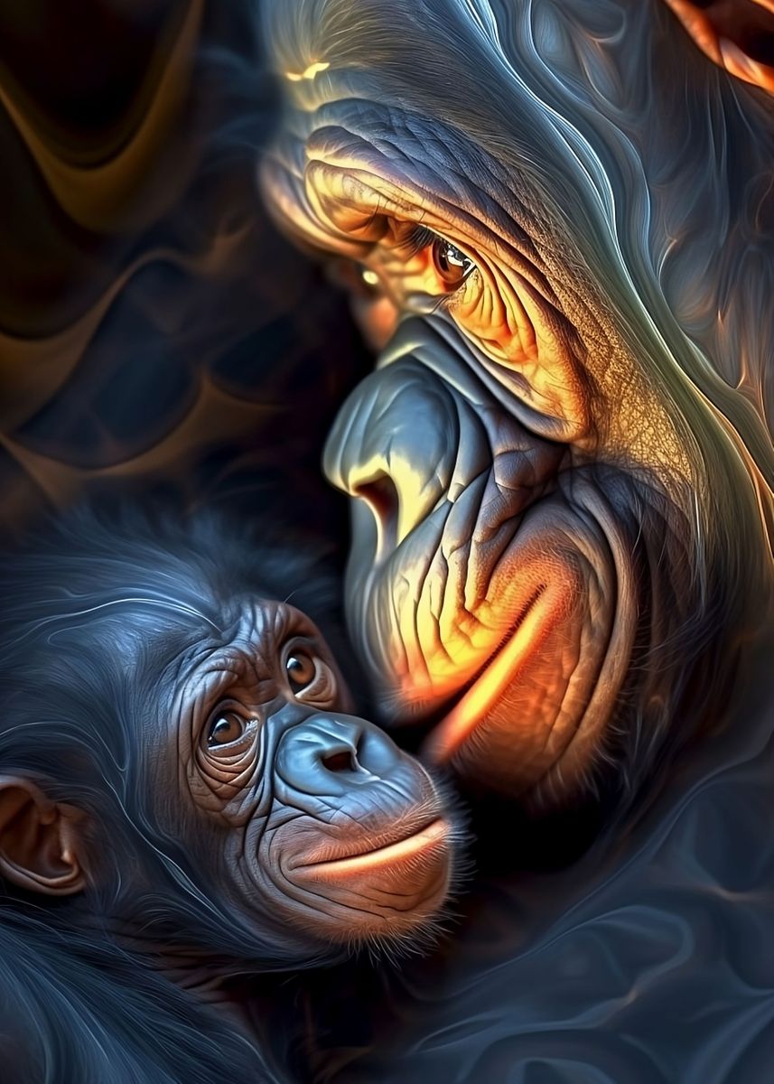 'Ape Mothers Love ' Poster, picture, metal print, paint by Ambient ...