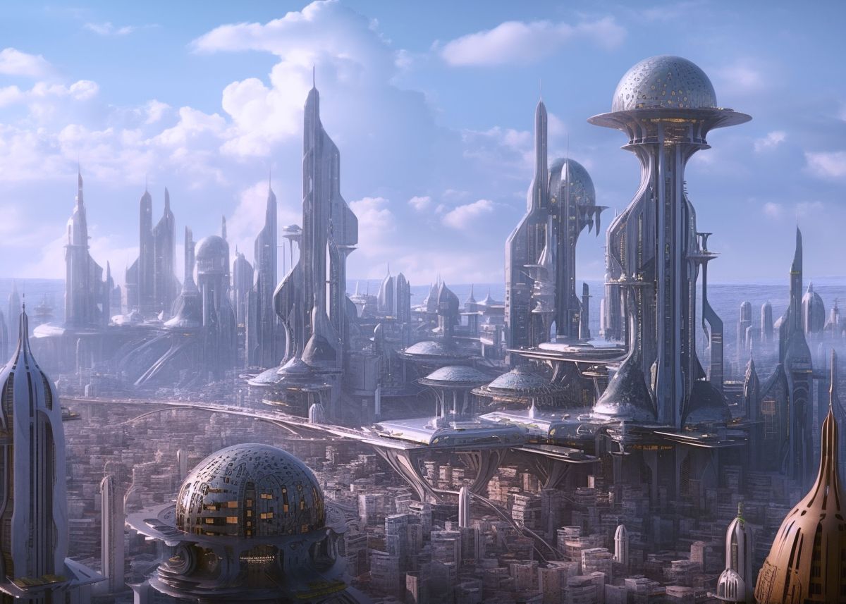 'Alien future city' Poster by Tapu Vlad | Displate