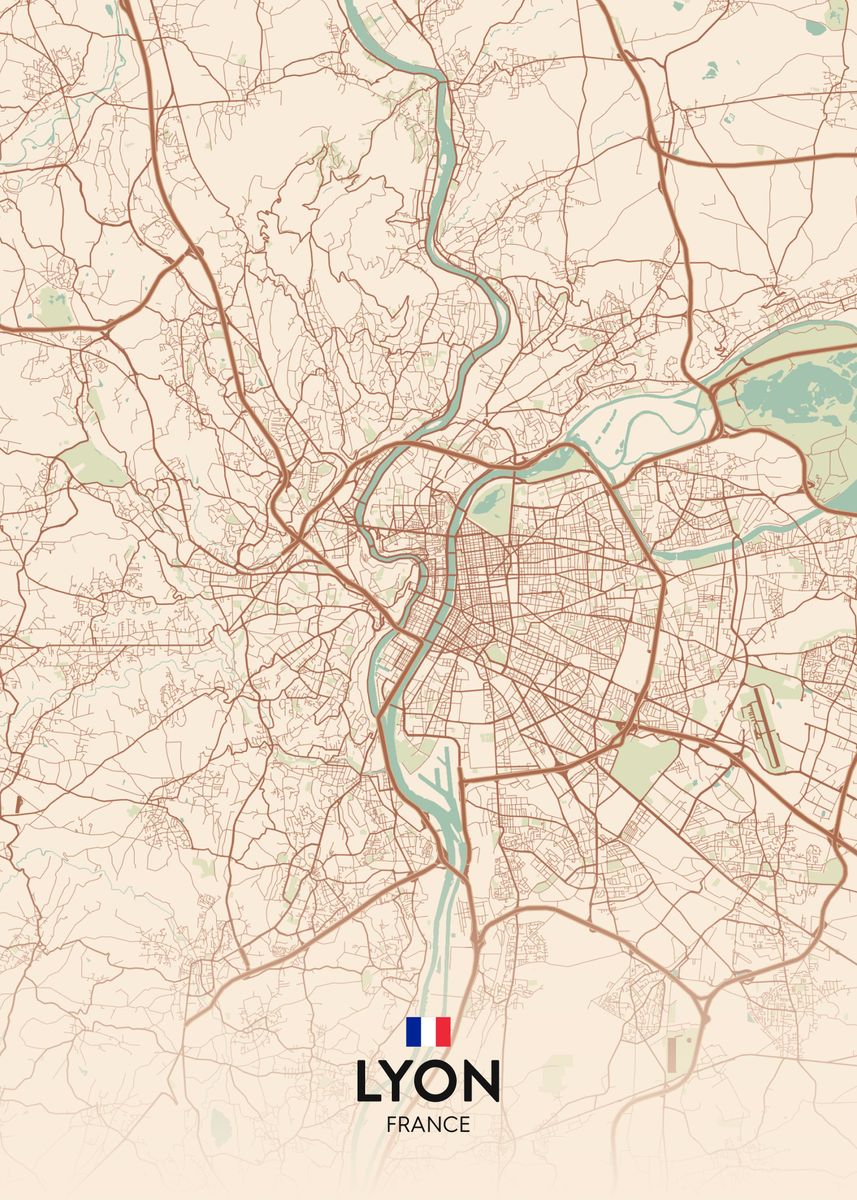 'Lyon FR' Poster, picture, metal print, paint by IMR Designs | Displate