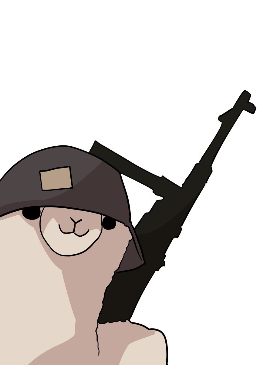 'llama with gun' Poster, picture, metal print, paint by hafis ...