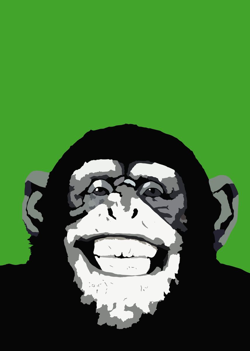 'Smile ape' Poster, picture, metal print, paint by Mild pic | Displate