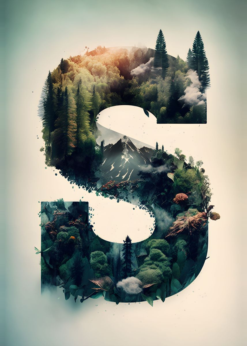 'Letter S Double Exposure' Poster, picture, metal print, paint by ...