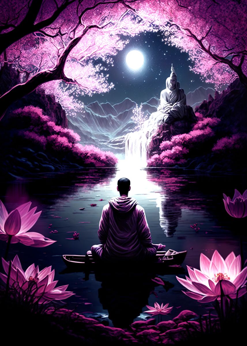 'Meditating Monk' Poster, picture, metal print, paint by ...