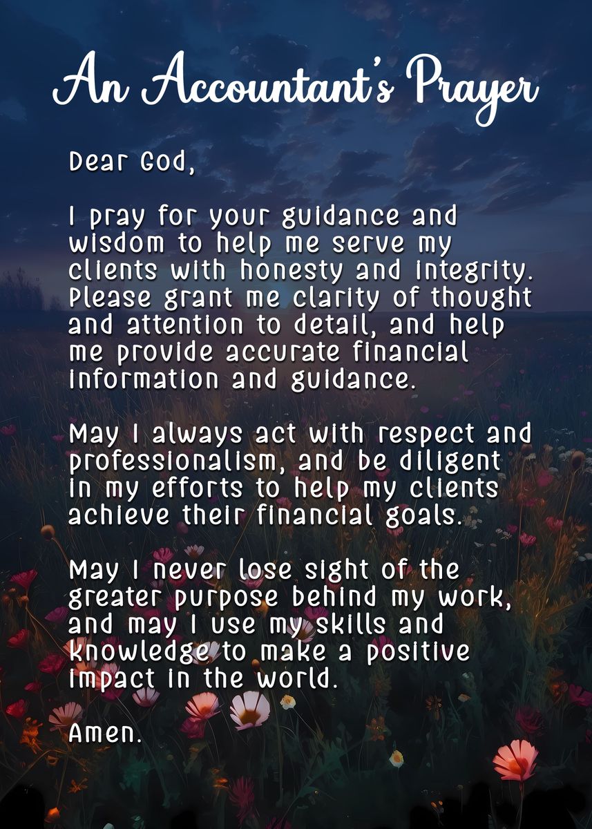'Short Accountants Prayer' Poster, picture, metal print, paint by ...