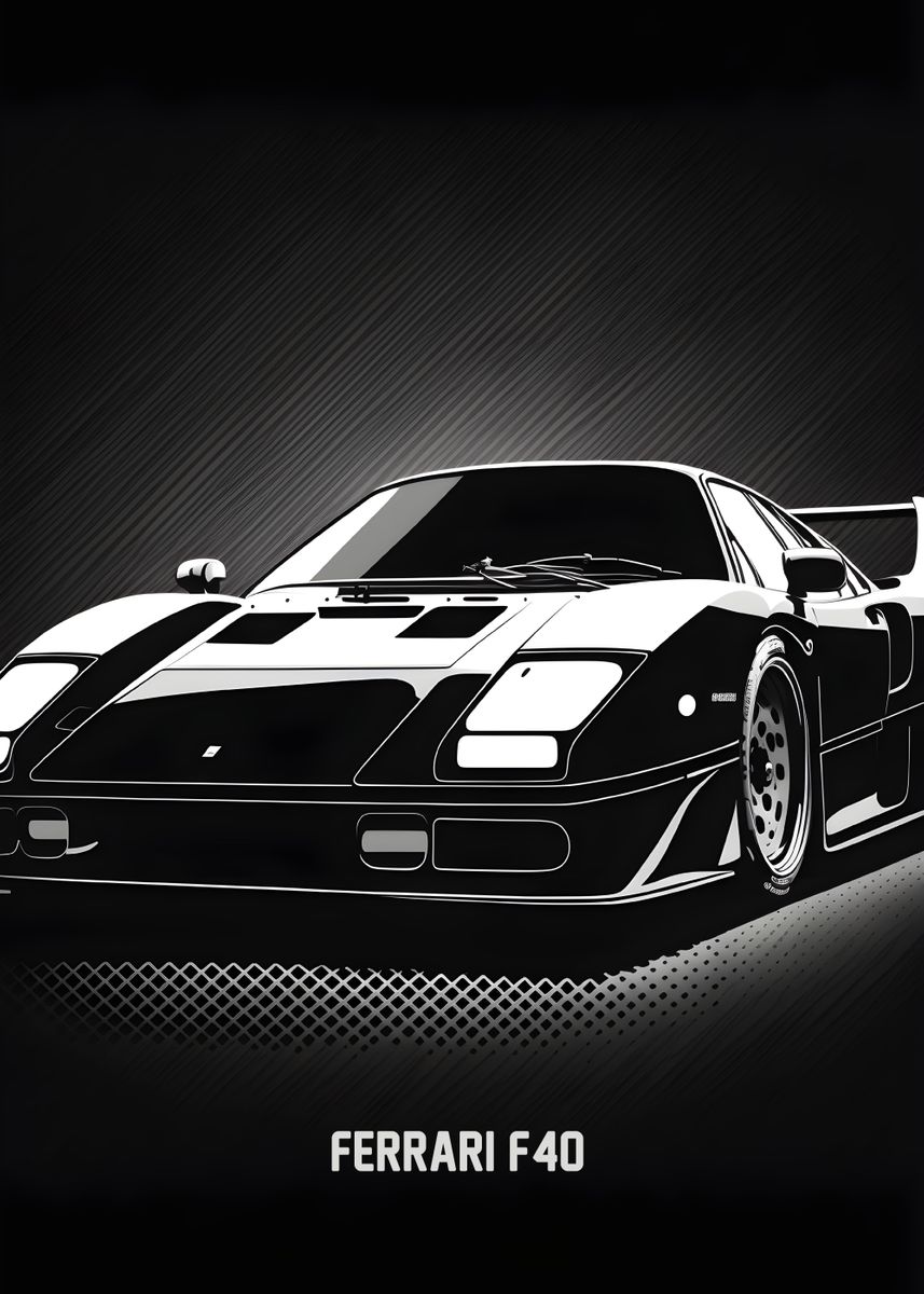 'Ferrari F40 Black Car' Poster by Maël Sterlin | Displate