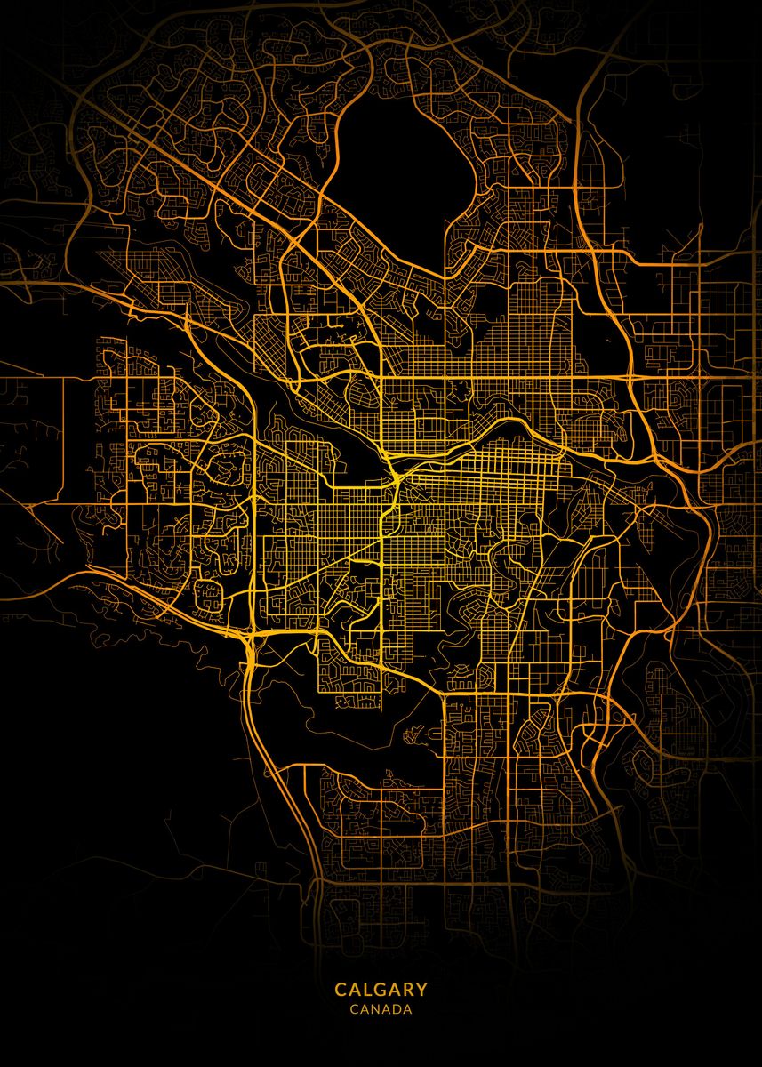 'Calgary City Map Gold' Poster, picture, metal print, paint by Trulaf ...
