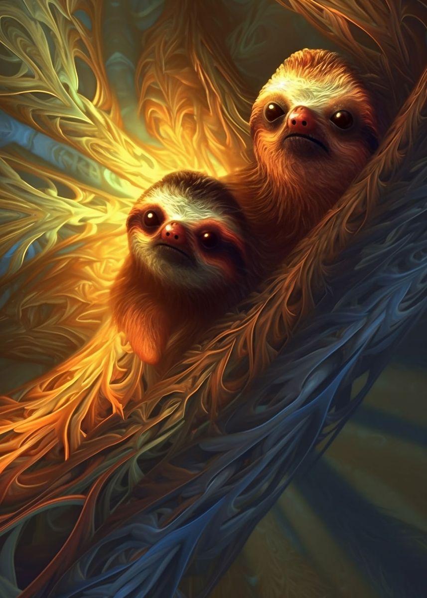 'Lazy Abstract Sloths' Poster by Ambient Impressions | Displate