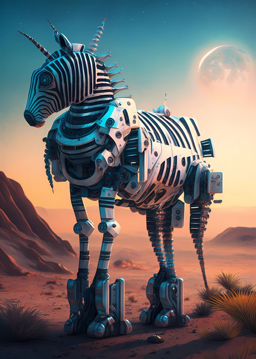 'Zebra Mythic' Poster, picture, metal print, paint by Amely Home | Displate
