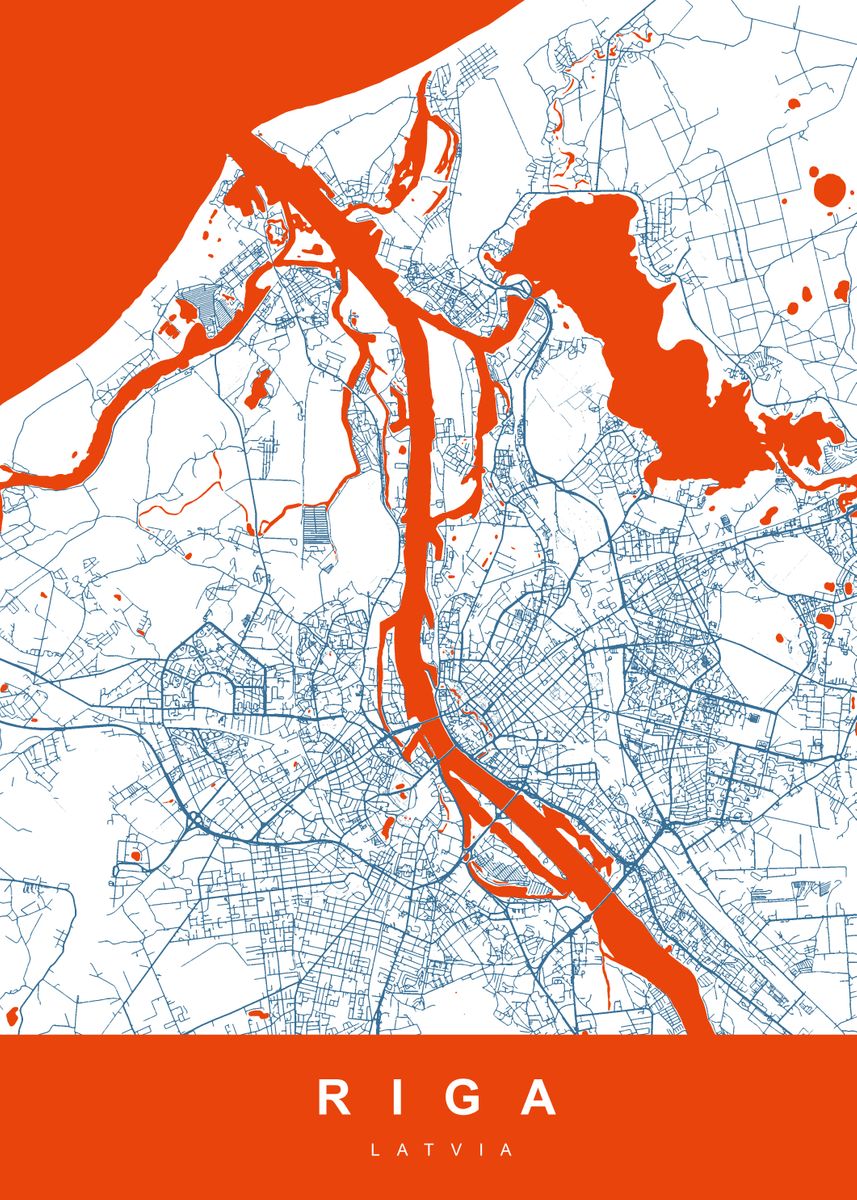 'RIGA LATVIA' Poster, picture, metal print, paint by UrbanMaps | Displate