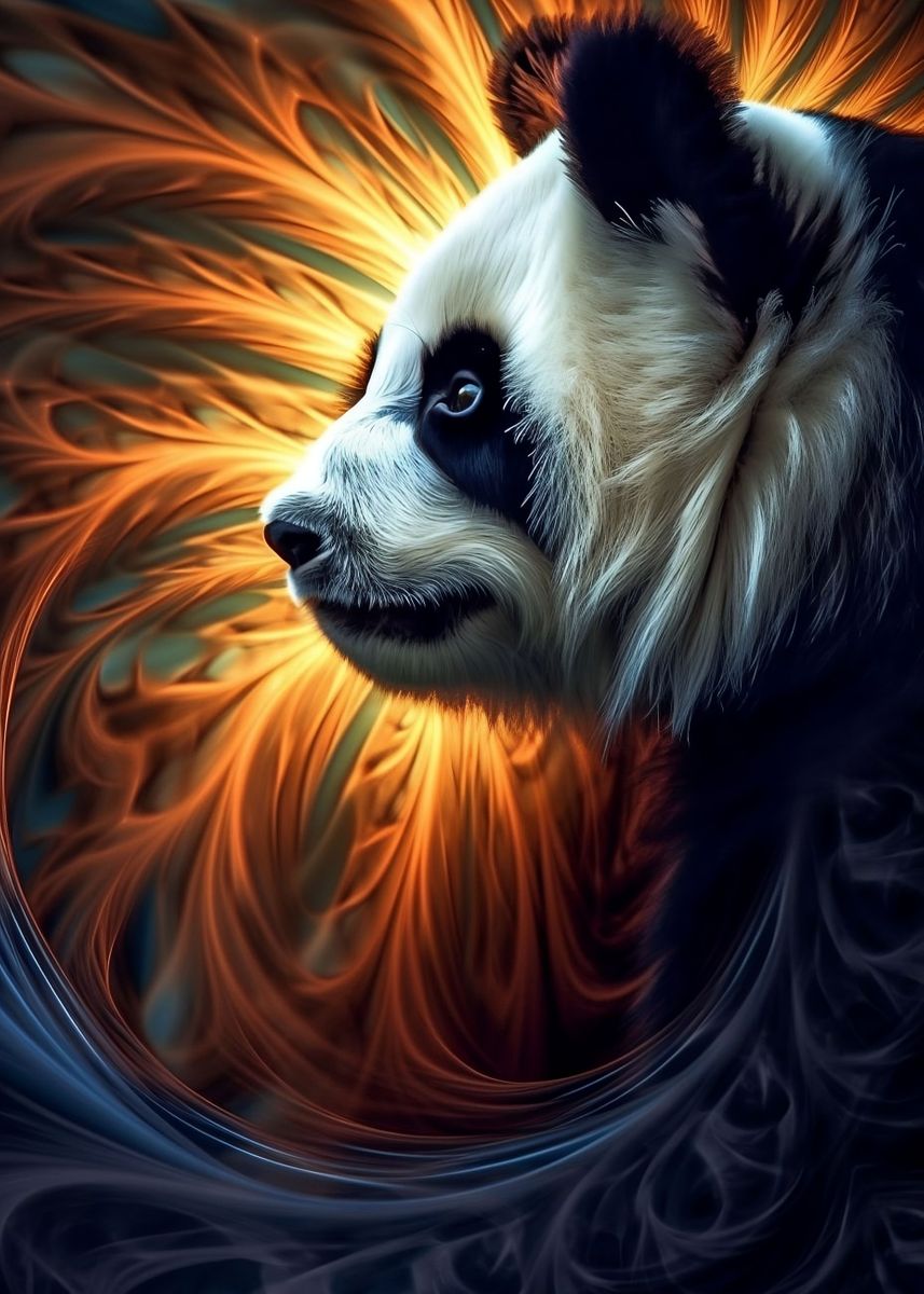 'Peaceful Abstract Panda' Poster, picture, metal print, paint by ...