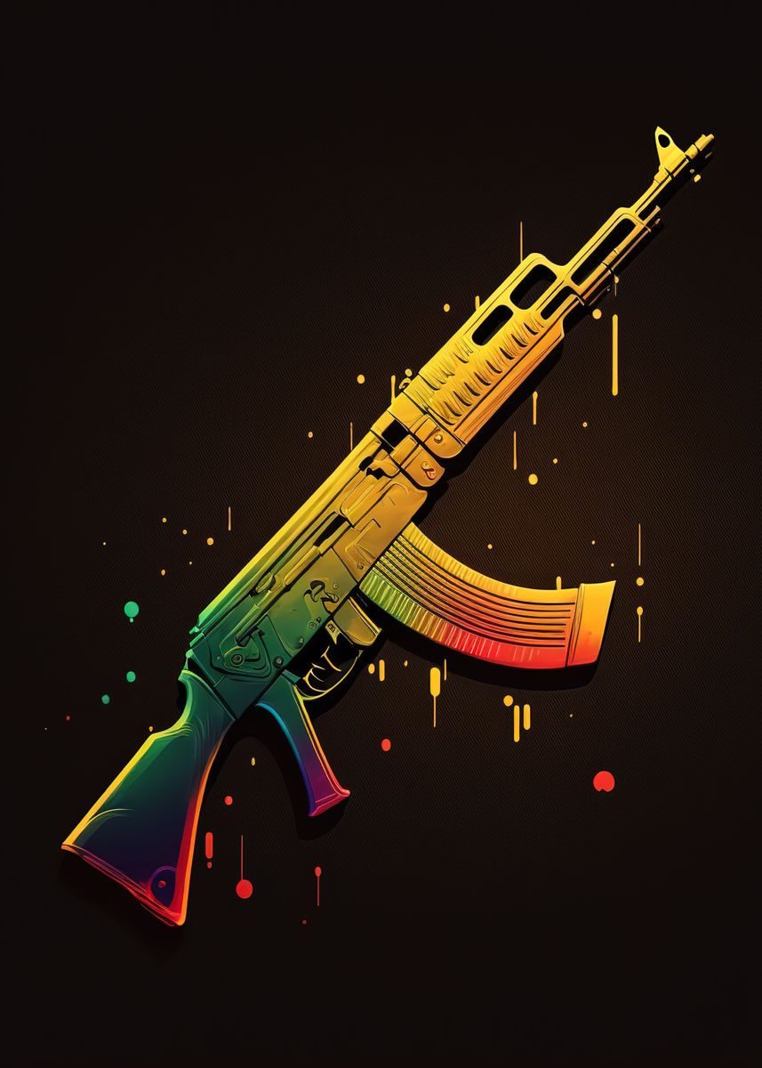 'gun neon' Poster, picture, metal print, paint by Peter Li | Displate