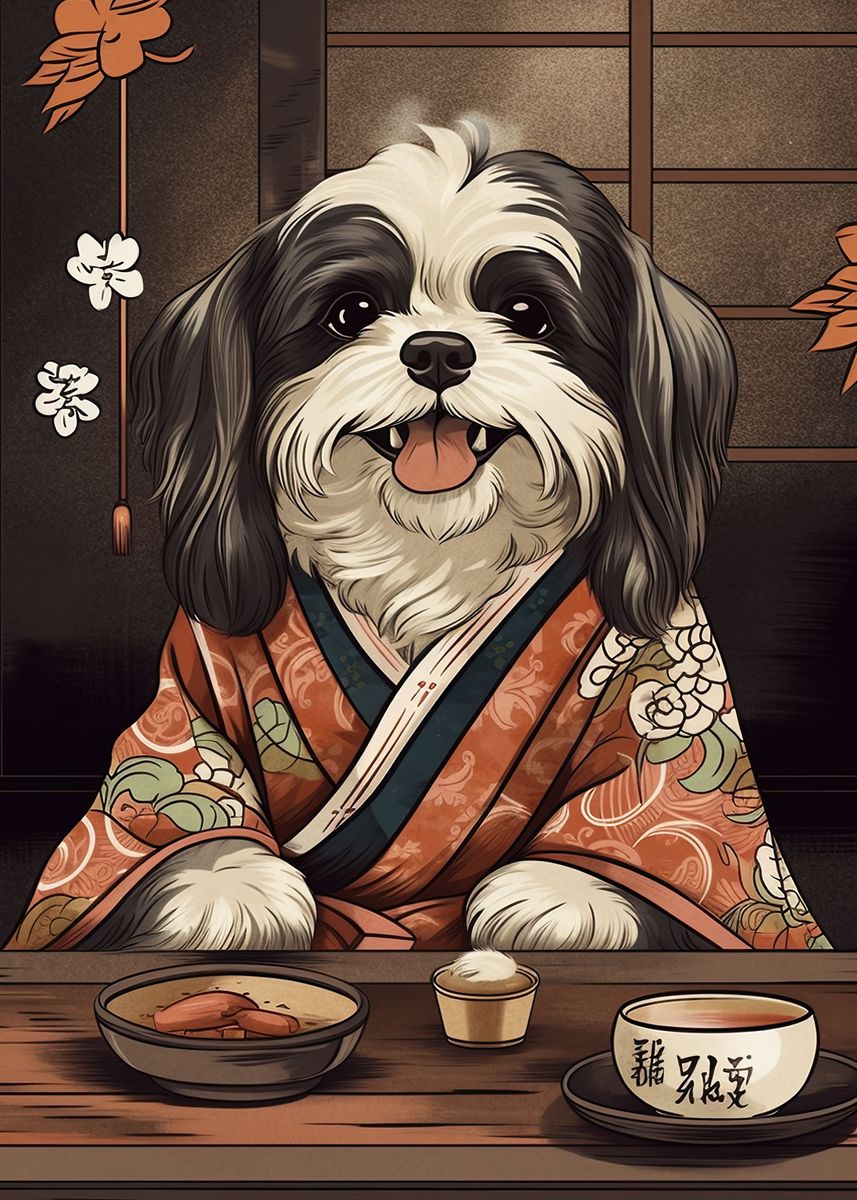 'Havanese Japanese Food' Poster, picture, metal print, paint by PetPrints | Displate