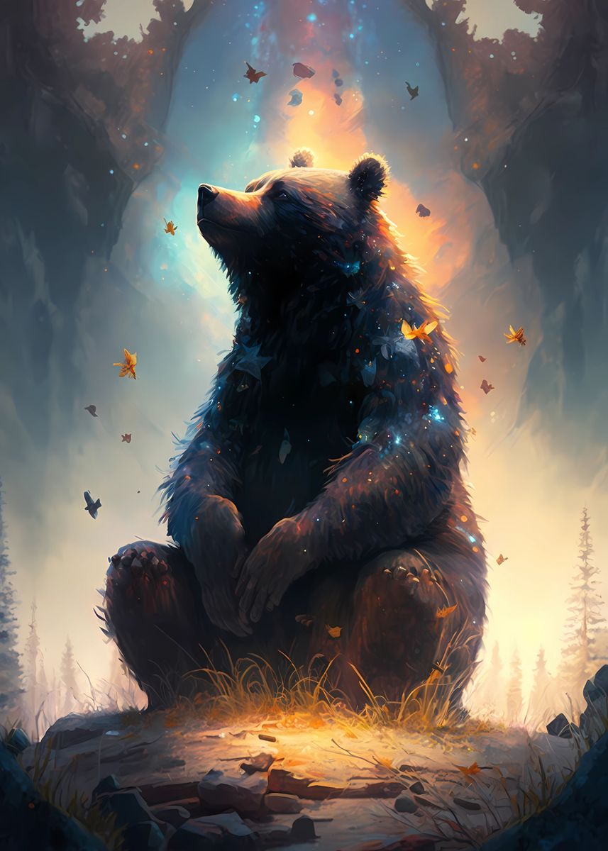 'Bear Fairy tale setting' Poster, picture, metal print, paint by Amely Home | Displate