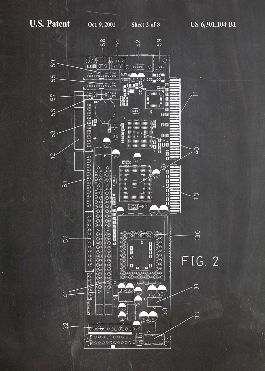 'Graphics card patent 2001' Poster, picture, metal print, paint by ...