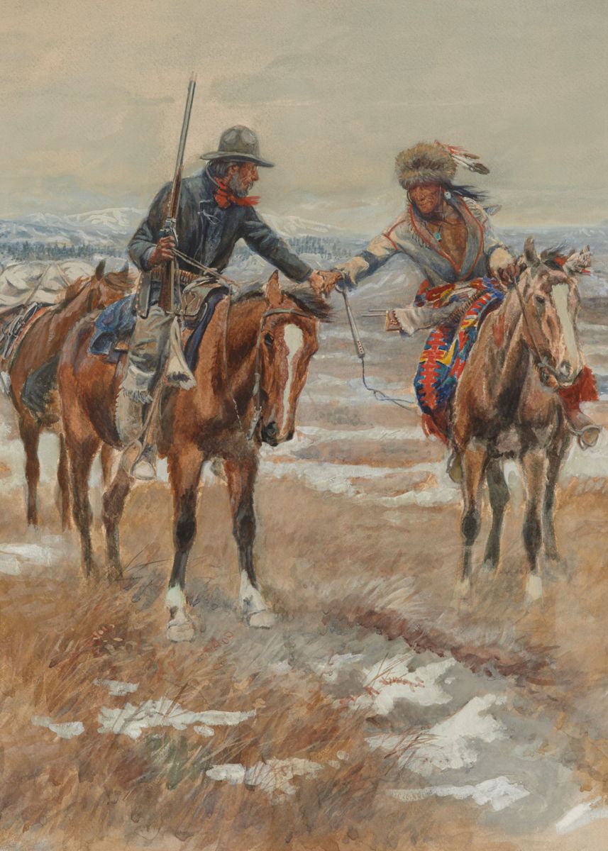 'Friendly Indian And Cowboy' Poster, picture, metal print, paint by ...