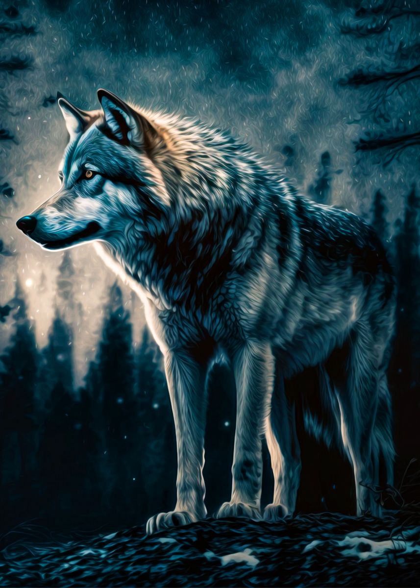 'Wolf' Poster, picture, metal print, paint by Tiker Arts | Displate
