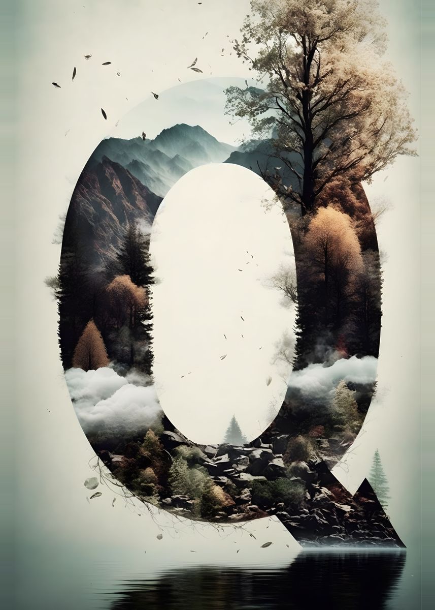 'Letter Q Double Exposure' Poster, picture, metal print, paint by ...