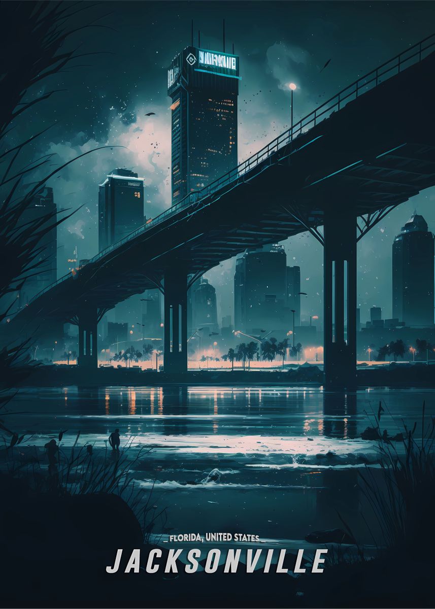 'Jacksonville' Poster, picture, metal print, paint by BartKun Studio ...