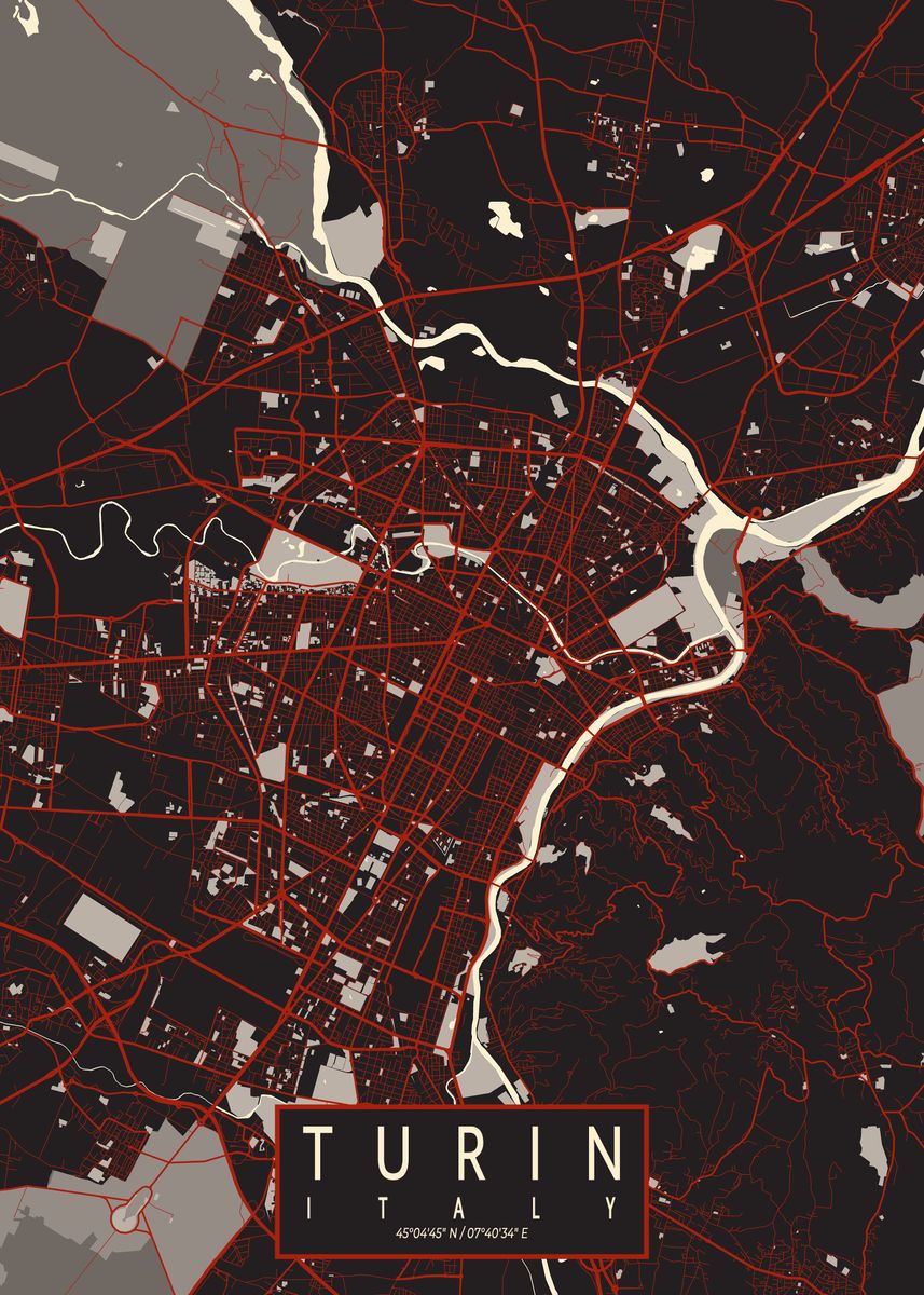 'Turin City Map Vector' Poster, picture, metal print, paint by deMAP ...