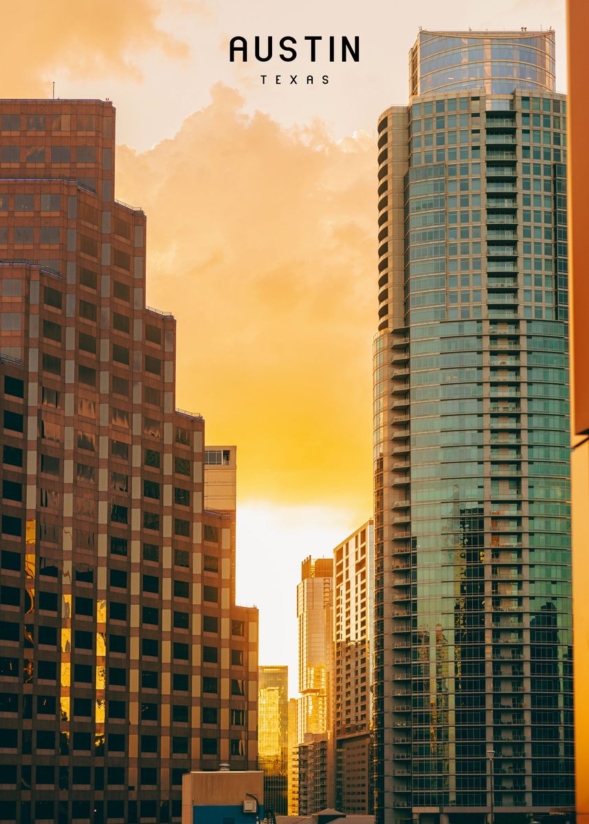 'Austin ' Poster, picture, metal print, paint by Travel Addict | Displate