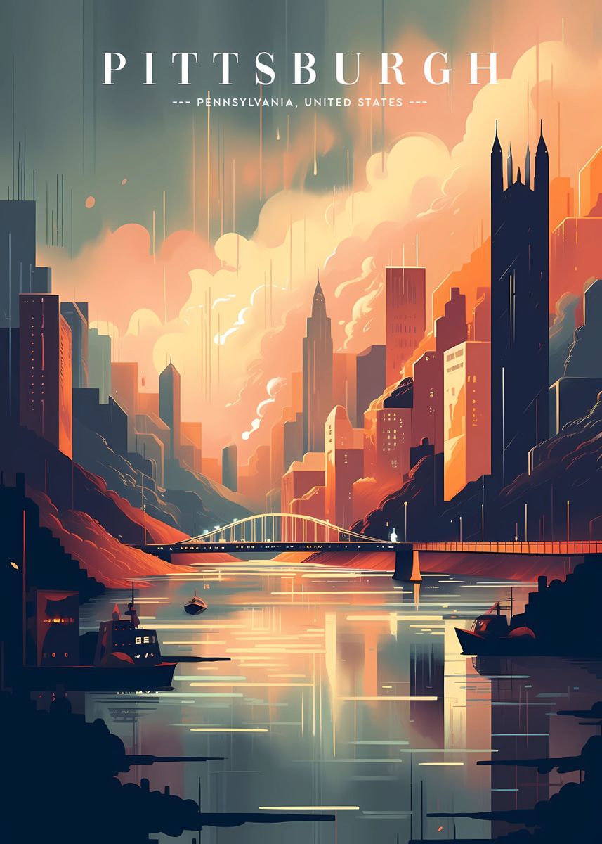 'Pittsburgh' Poster, picture, metal print, paint by Baron Style | Displate