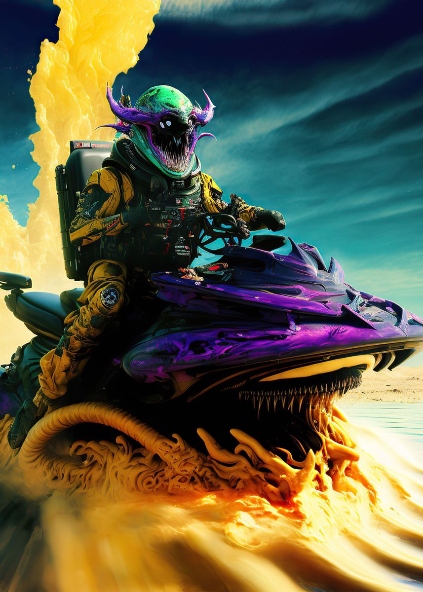 'Jetski' Poster, picture, metal print, paint by Childs Space | Displate
