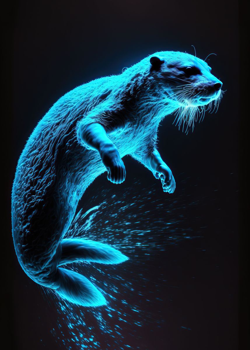 'Otter neon' Poster, picture, metal print, paint by paxtonronalda ...