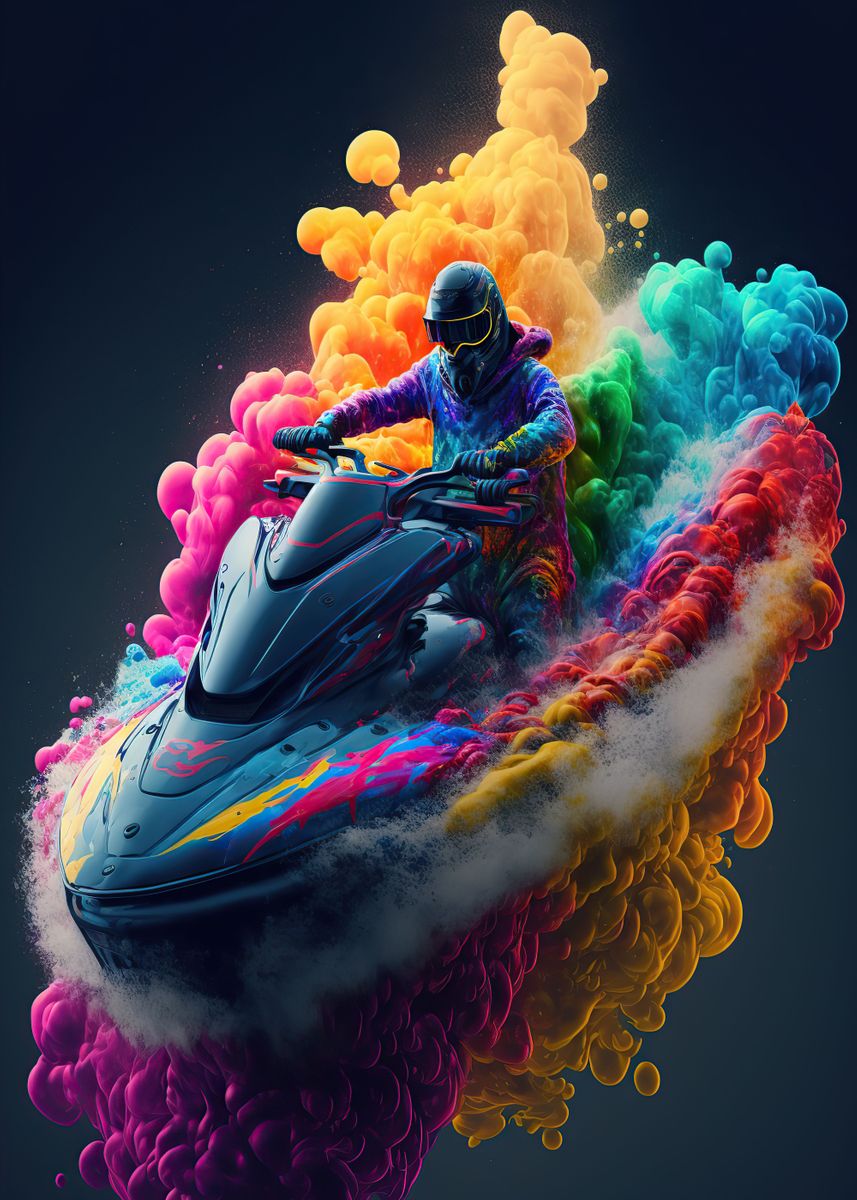 'Jetski' Poster, picture, metal print, paint by Childs Space | Displate