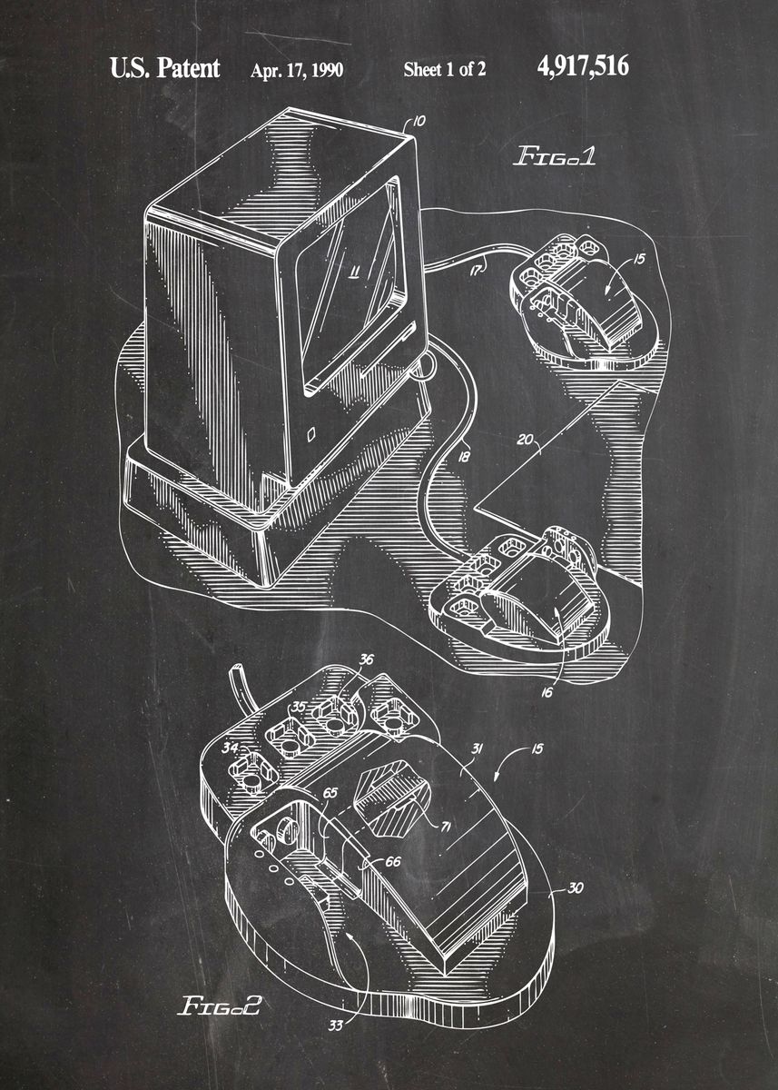 'PC and mouse patent' Poster, picture, metal print, paint by ...