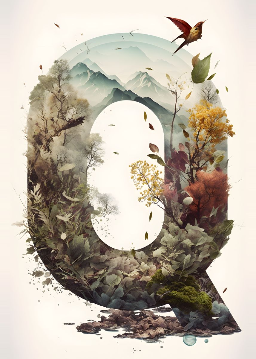 'Letter Q Double Exposure' Poster by Hatless Luffy | Displate