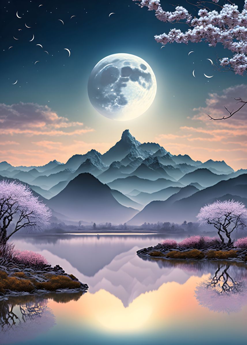 'Japanese Moonlight ' Poster by Alex Romiro | Displate