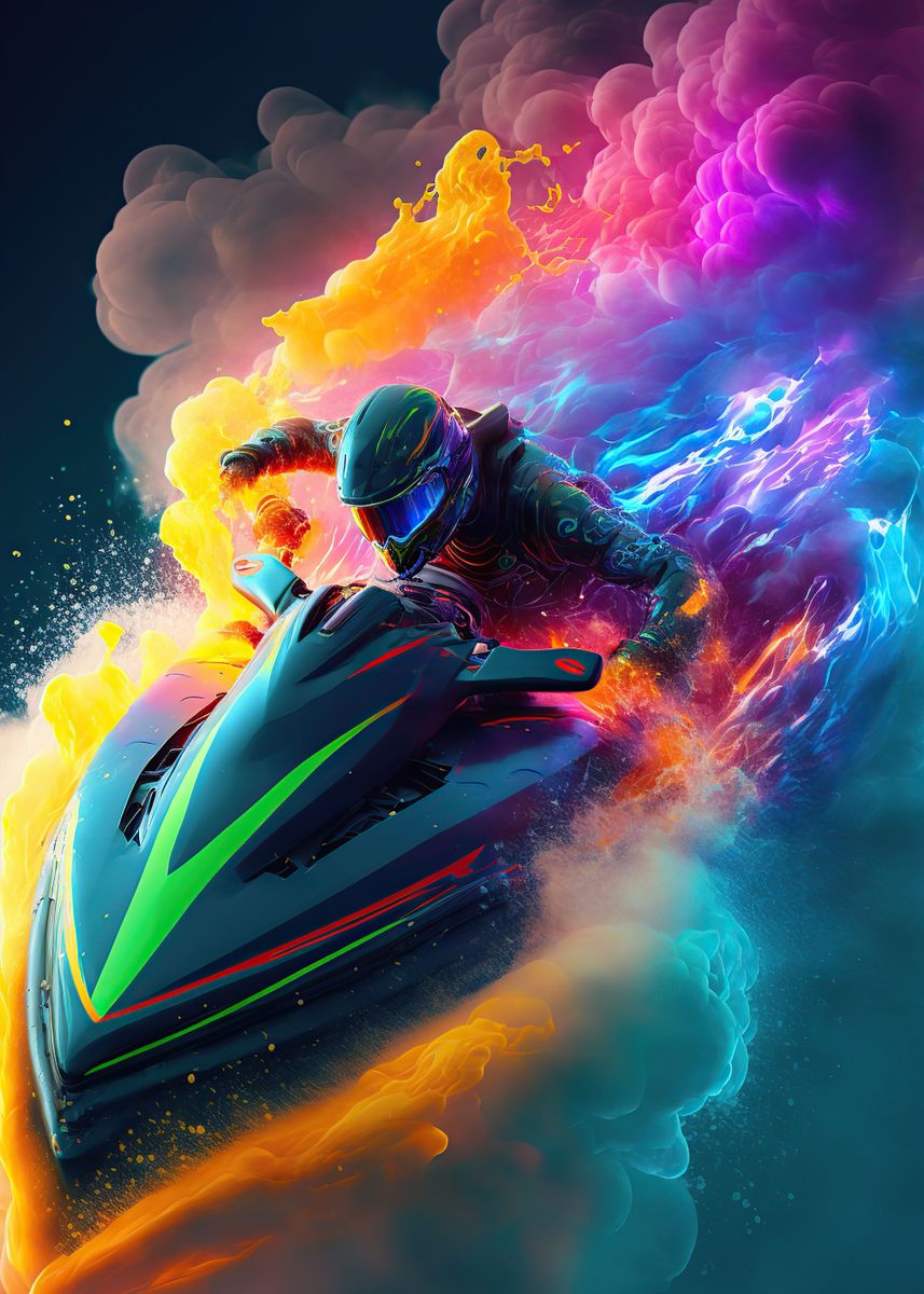 'Jetski' Poster, picture, metal print, paint by Childs Space | Displate