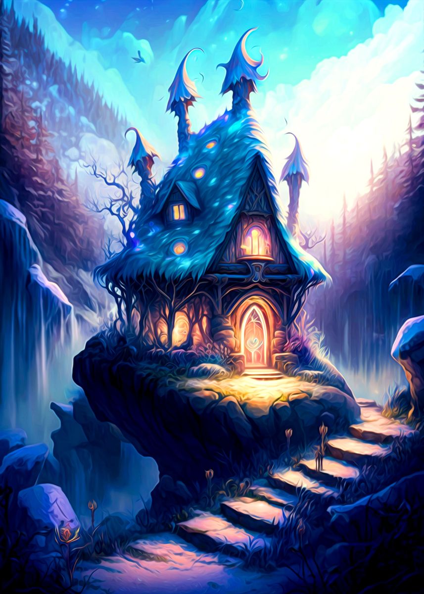 'Cute House' Poster, picture, metal print, paint by Kante Dino | Displate