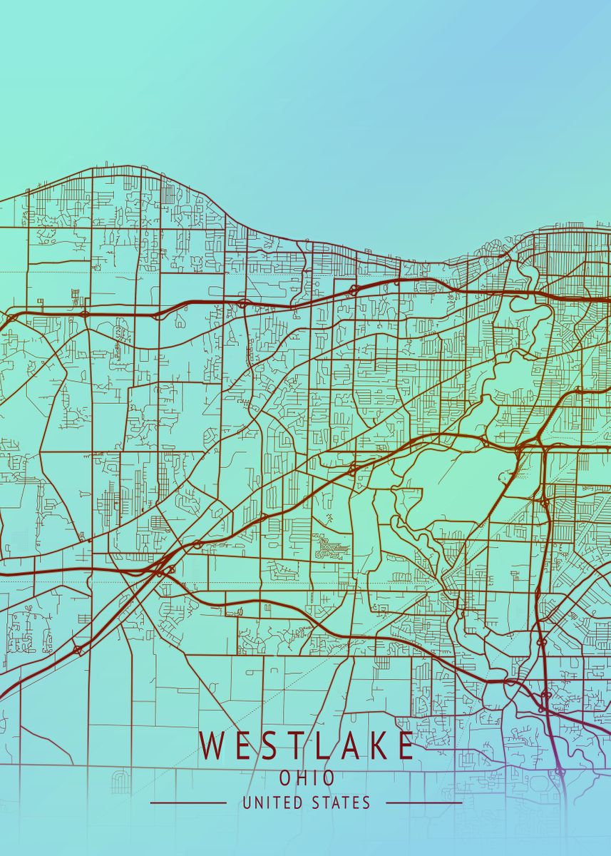 'Westlake USA City Map' Poster, picture, metal print, paint by Gigi Bgm ...