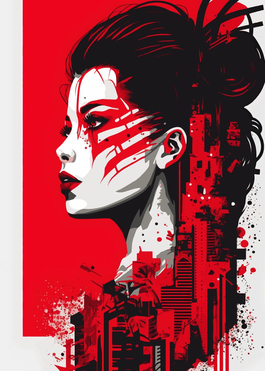 'Japanese Rising Girl' Poster, picture, metal print, paint by NikoB ...