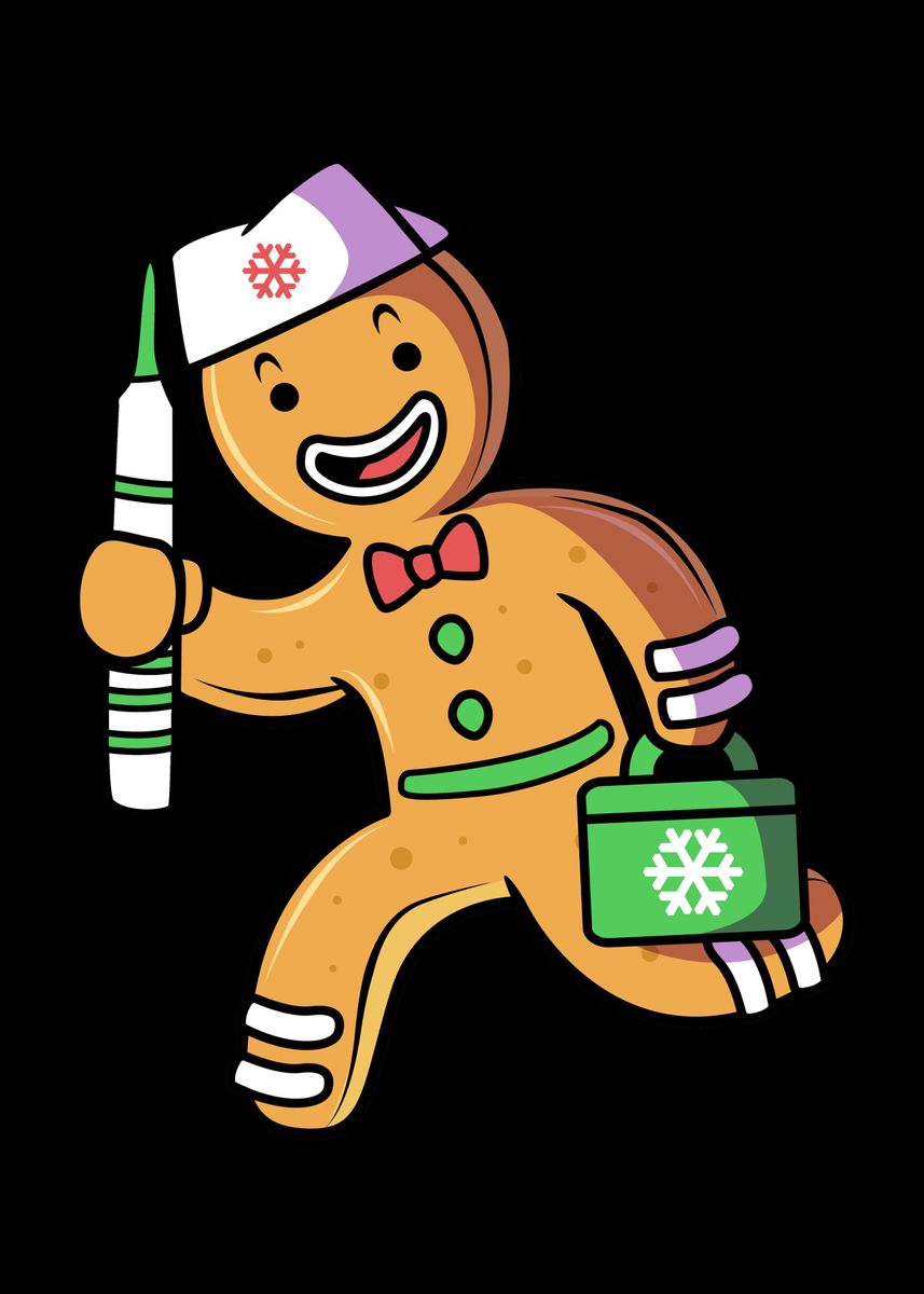 'Gingerbread Nurse' Poster, picture, metal print, paint by FunnyGifts ...