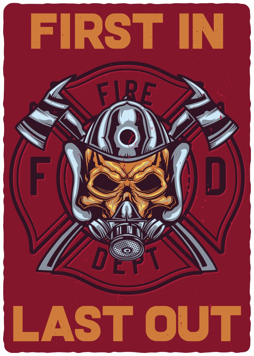 'Fire Dept' Poster, picture, metal print, paint by Naso | Displate
