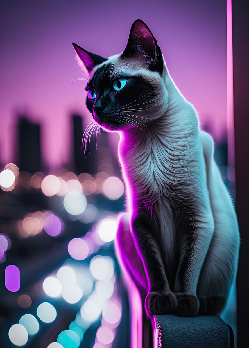 'Sleek Siamese Cat' Poster, picture, metal print, paint by Michael ...