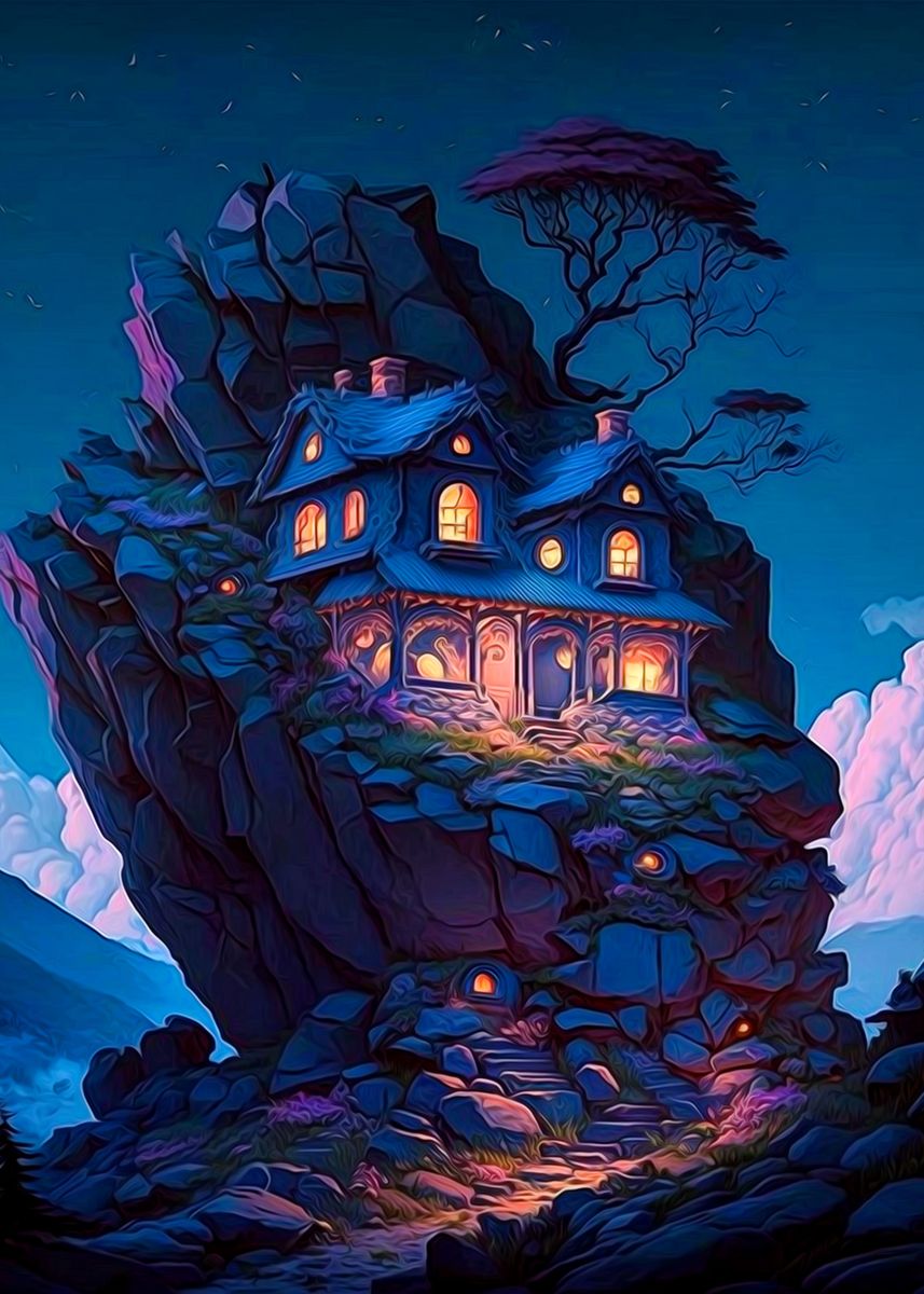 'Cute House' Poster, picture, metal print, paint by Kante Dino | Displate
