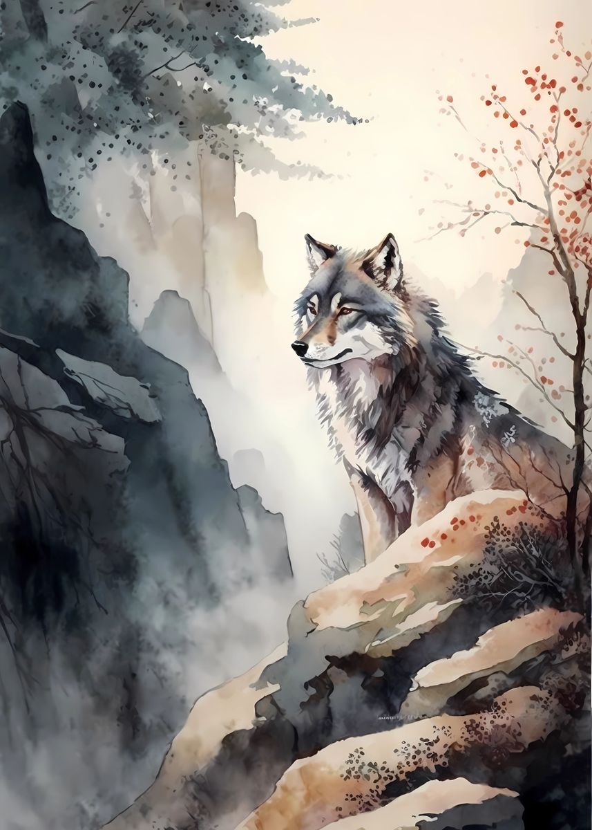 'Wolf Supernatural forces' Poster, picture, metal print, paint by ...