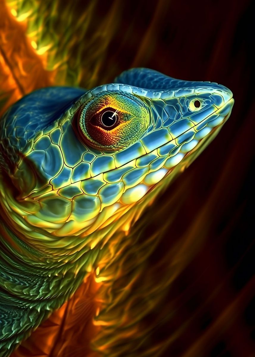 'Lively Abstract Lizard' Poster, picture, metal print, paint by Ambient ...