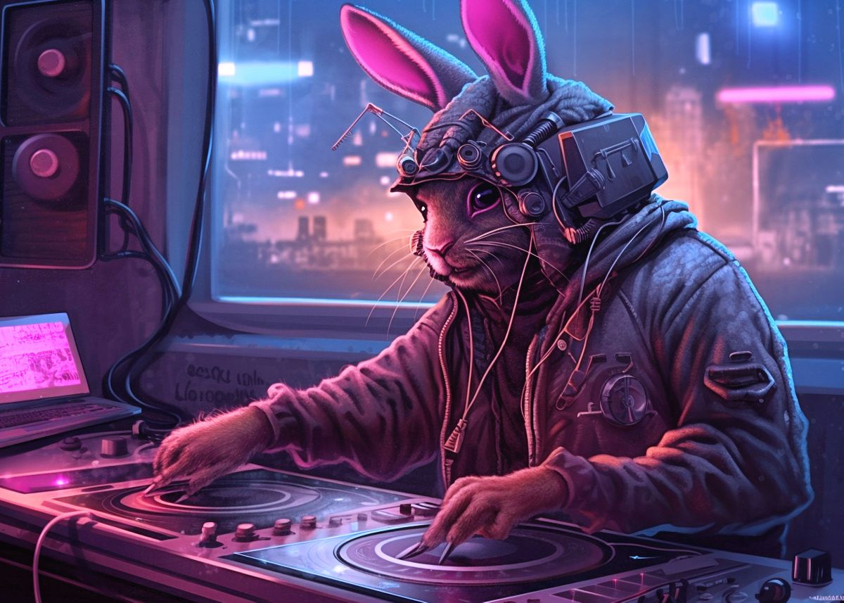 'Cyberpunk rapper rabbit' Poster by Tapu Vlad | Displate