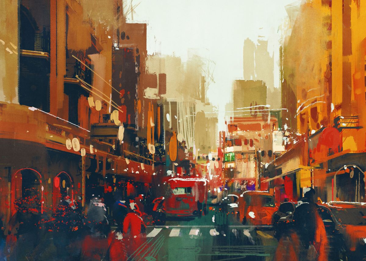 'Urban city street' Poster by Color Art | Displate