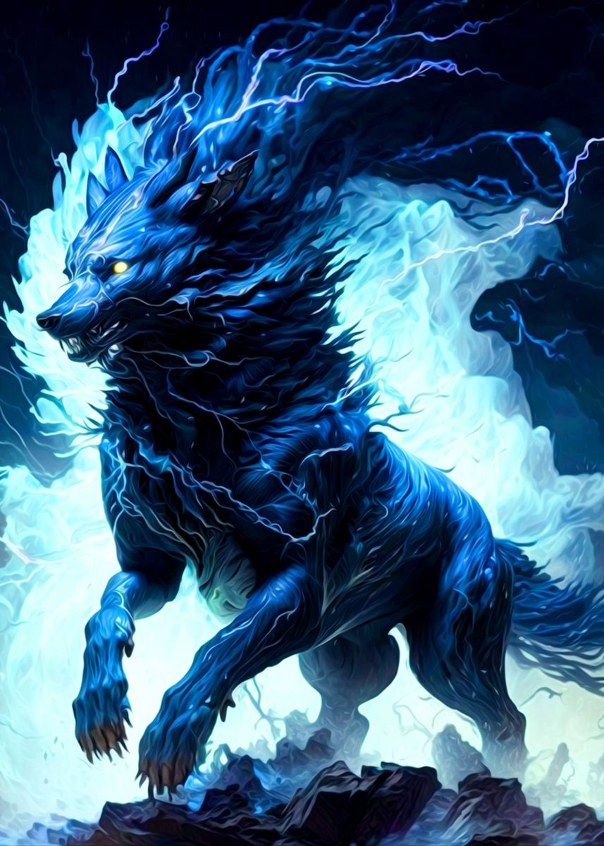 'Fantasy Wolf' Poster, picture, metal print, paint by Hustle 92 | Displate
